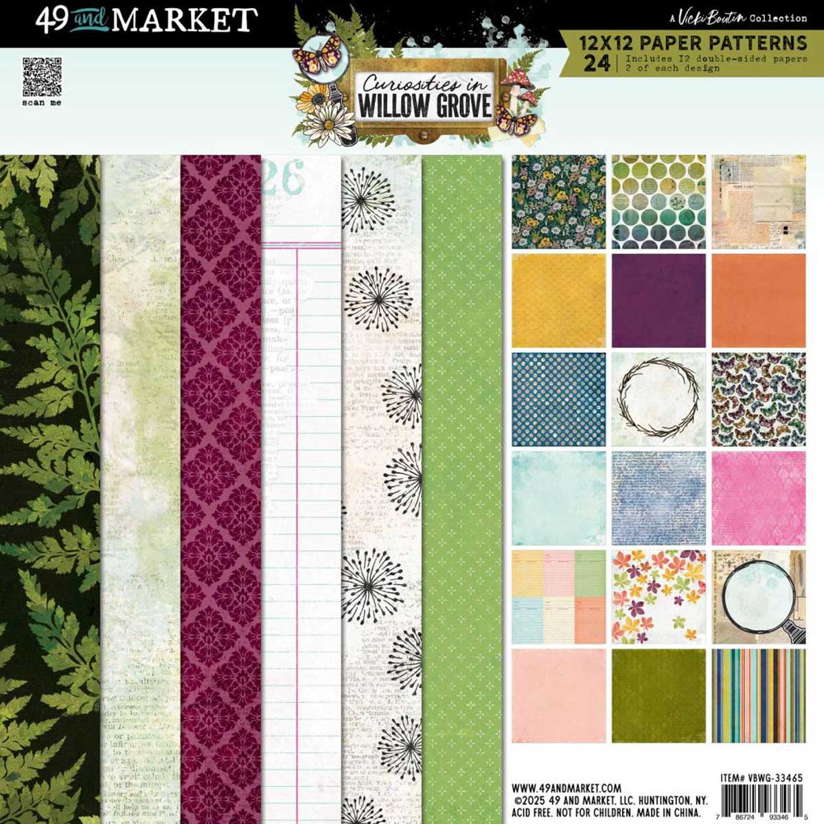 49 & Market Curiosities In Willow Grove Collection - 12" x 12" Paper Patterns [VBWG-33465 ...