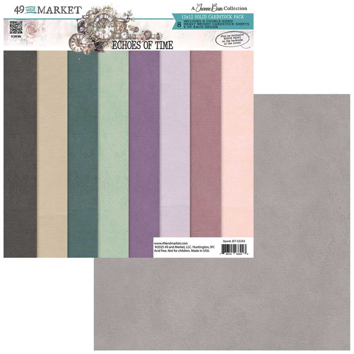 49 & Market Echoes Of Time Collection - 12" x 12" Solid Cardstock Pack ...