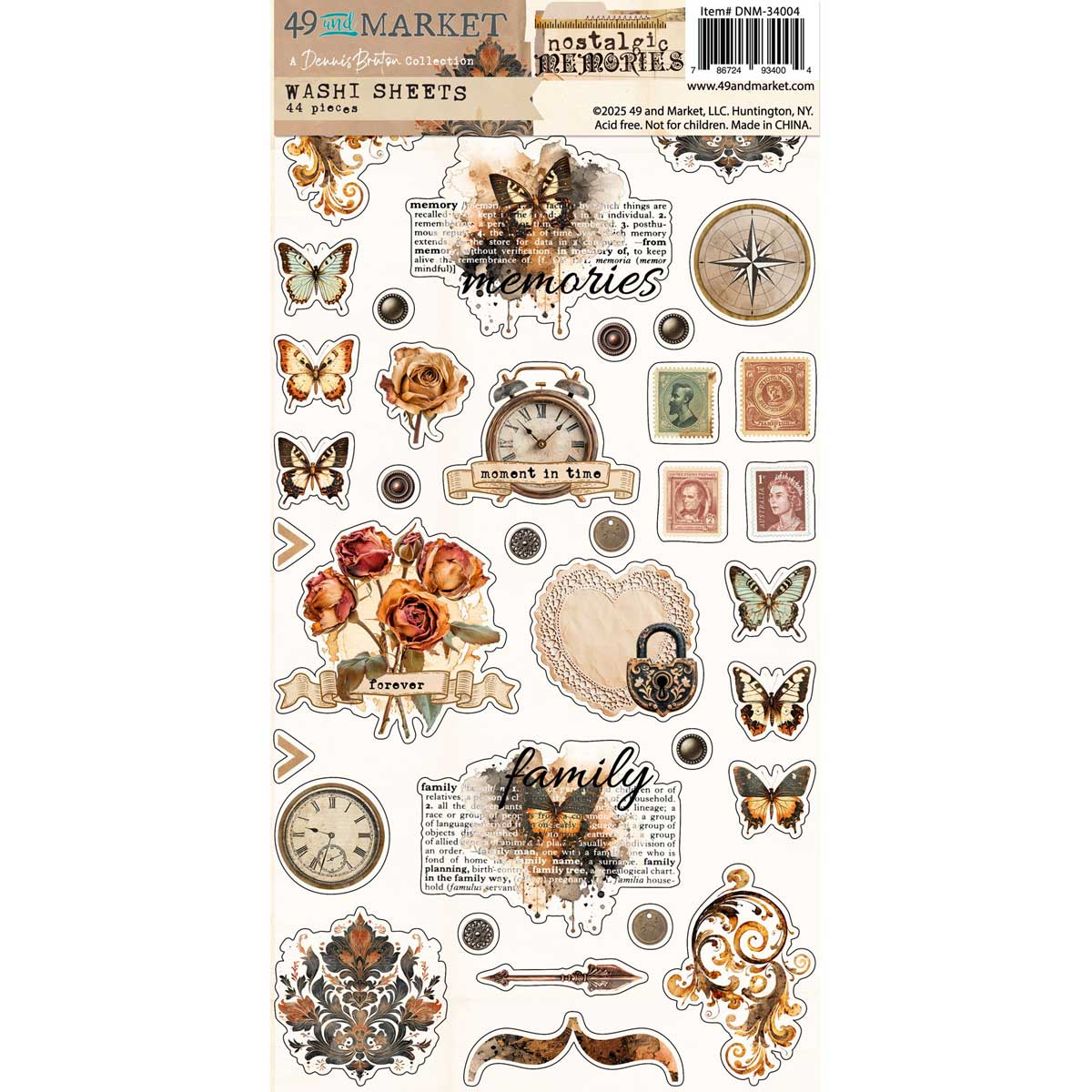 49 & Market Nostalgic Memories Collection - Washi Sheets [DNM-34004] - Joggles.com