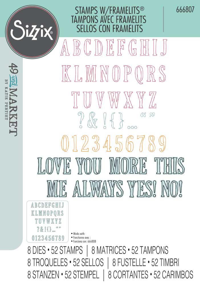 49 & Market / Sizzix Framelits Die & Stamp Set - Fine Line Alpha 01 ...