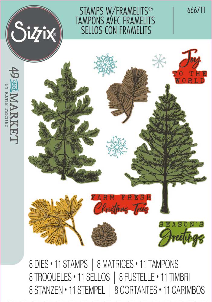 49 & Market / Sizzix Framelits Die & Stamp Set - Pine Holidays [666711 ...
