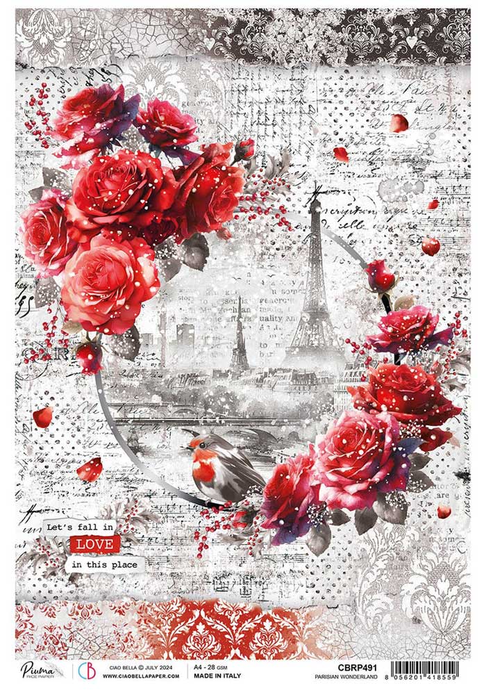 Ciao Bella A4 Rice Paper - Parisian Wonderland [CBRP491] - Joggles.com