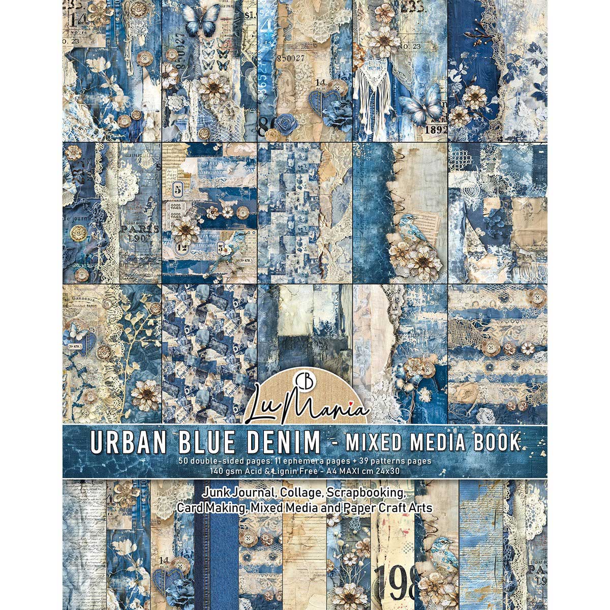 Ciao Bella Lu Mania A4 Maxi Mixed Media Book - Urban Blue Denim [MA002 ...