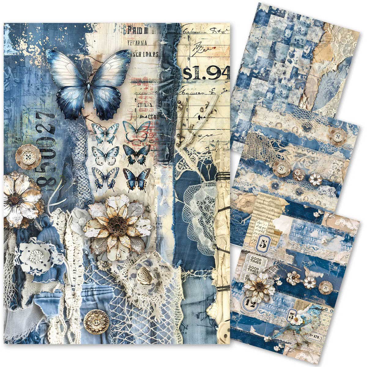 Ciao Bella Lu Mania A4 Mixed Media Rice Paper Set - Urban Blue Denim ...