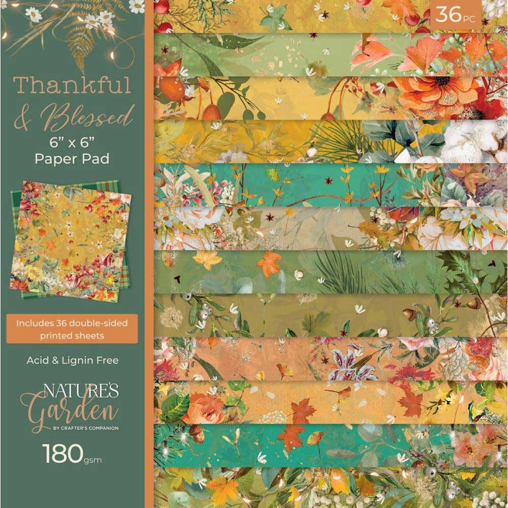 Crafter's Companion 6" x 6" Paper Pad - Nature's Garden - Thankful ...