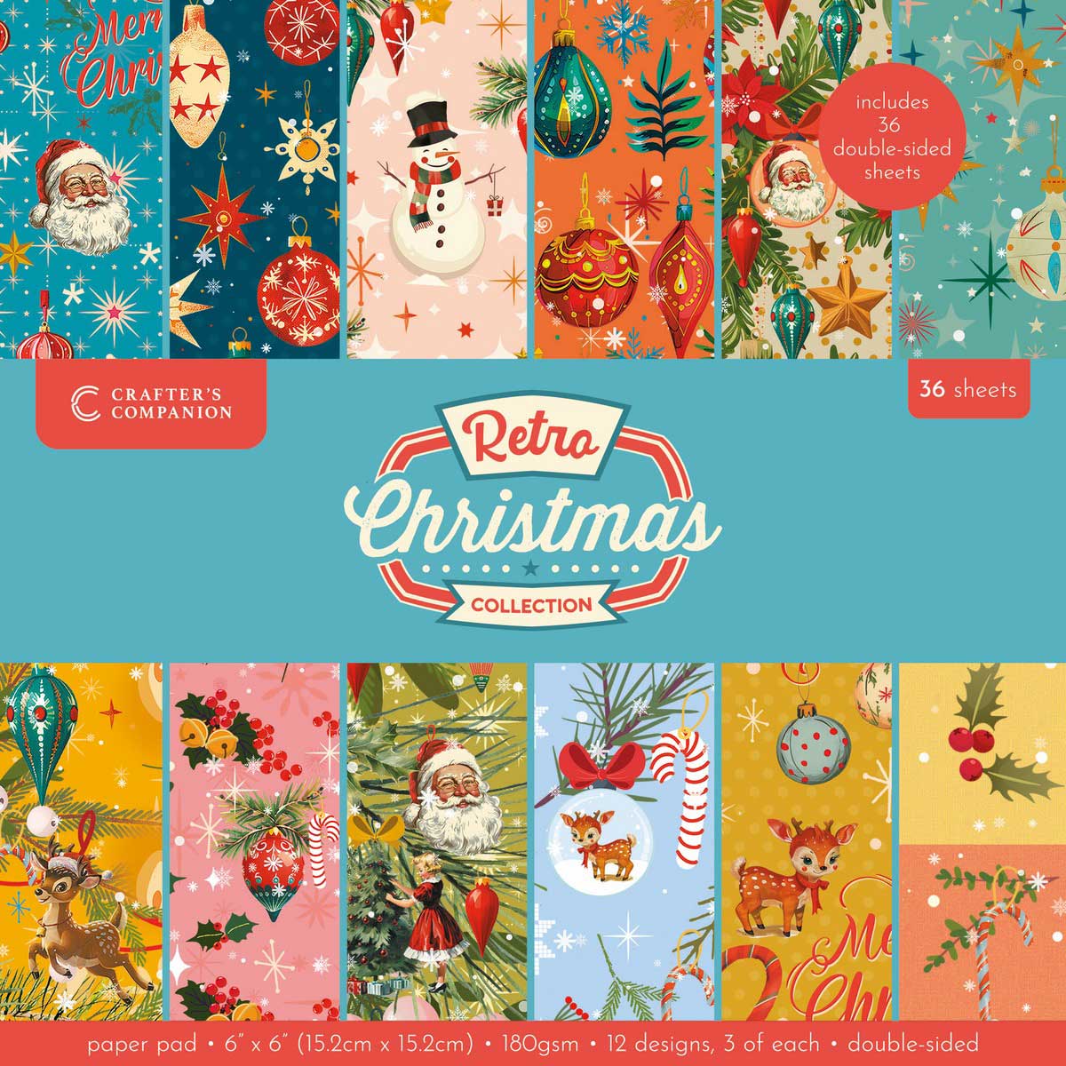 Crafter's Companion 6" x 6" Paper Pad - Retro Christmas Collection [CC ...