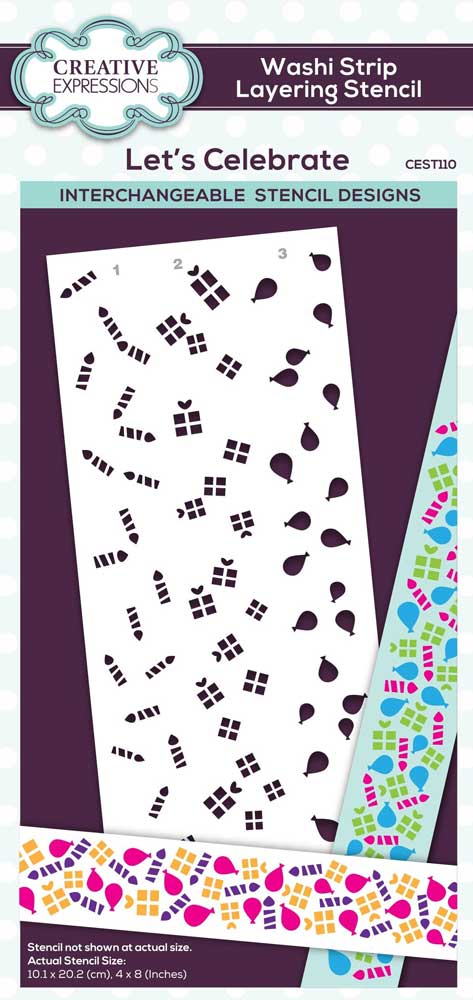 Creative Expressions 4" x 8" Washi Strip Layering Stencil - Let's ...