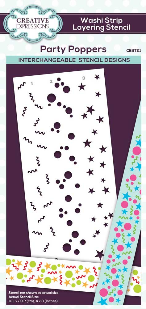Creative Expressions 4" x 8" Washi Strip Layering Stencil - Party ...
