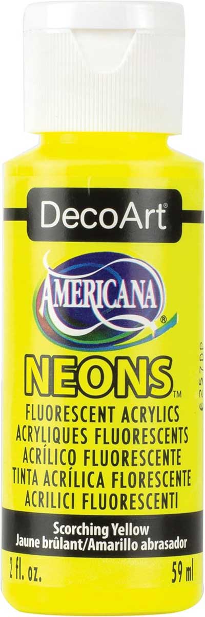 DecoArt Americana Neons Acrylic Paint - Scorching Yellow [DHS1 ...