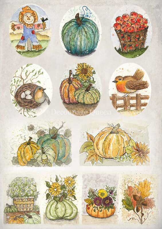 Decoupage Queen A4 Rice Paper - Old To Ooh LaLa - Autumn Minis [DQRP ...