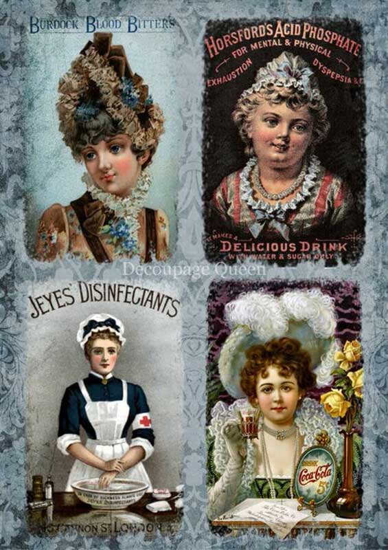 Decoupage Queen A4 Rice Paper - Vintage Ads [DQRP-0311] - Joggles.com