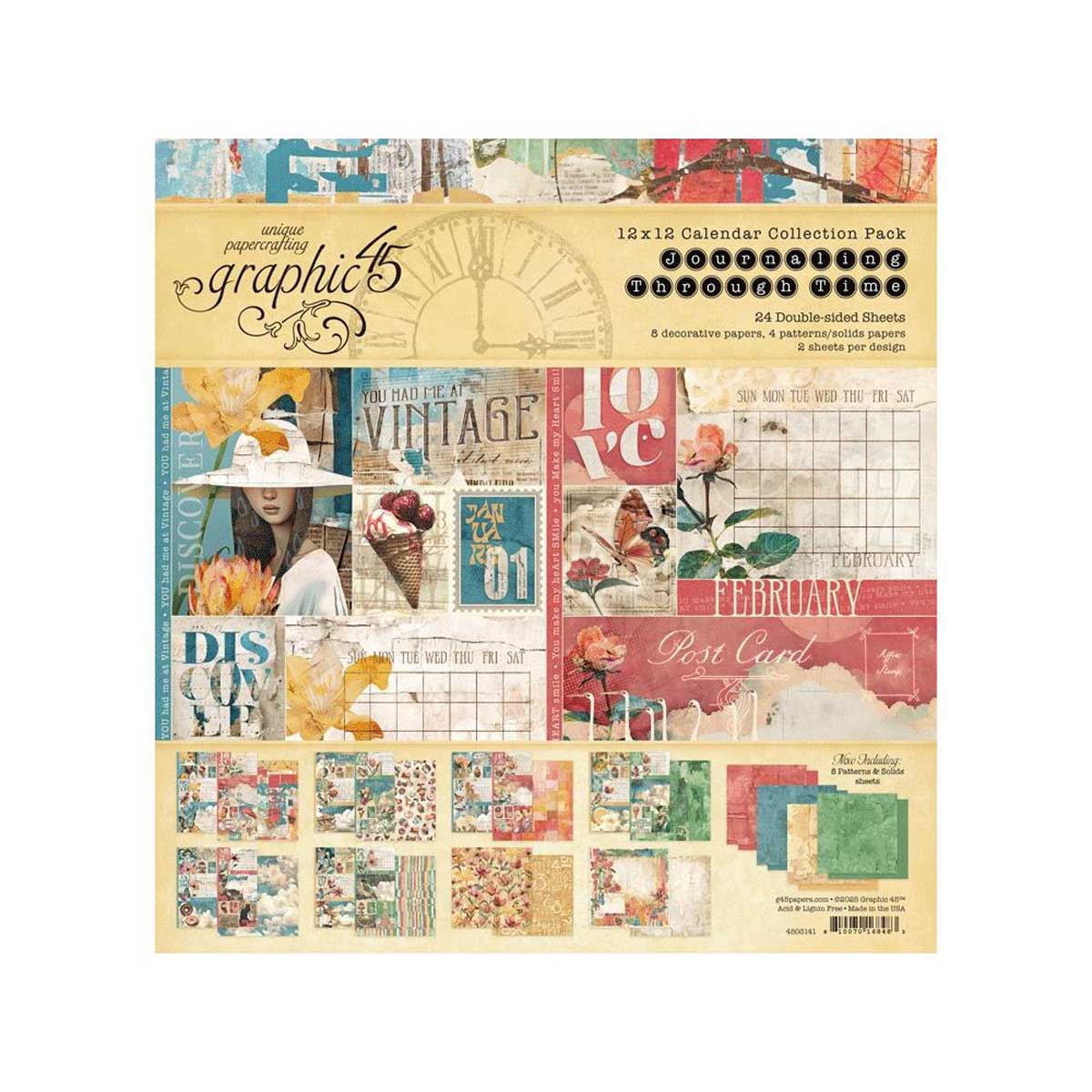 Graphic 45 Journaling Through Time Collection - 12" x 12" Calendar ...