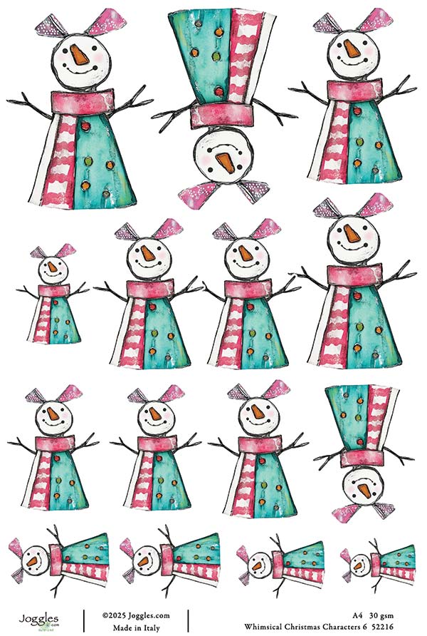 Joggles A4 Rice Paper - Whimsical Christmas Characters 6 [52216 ...