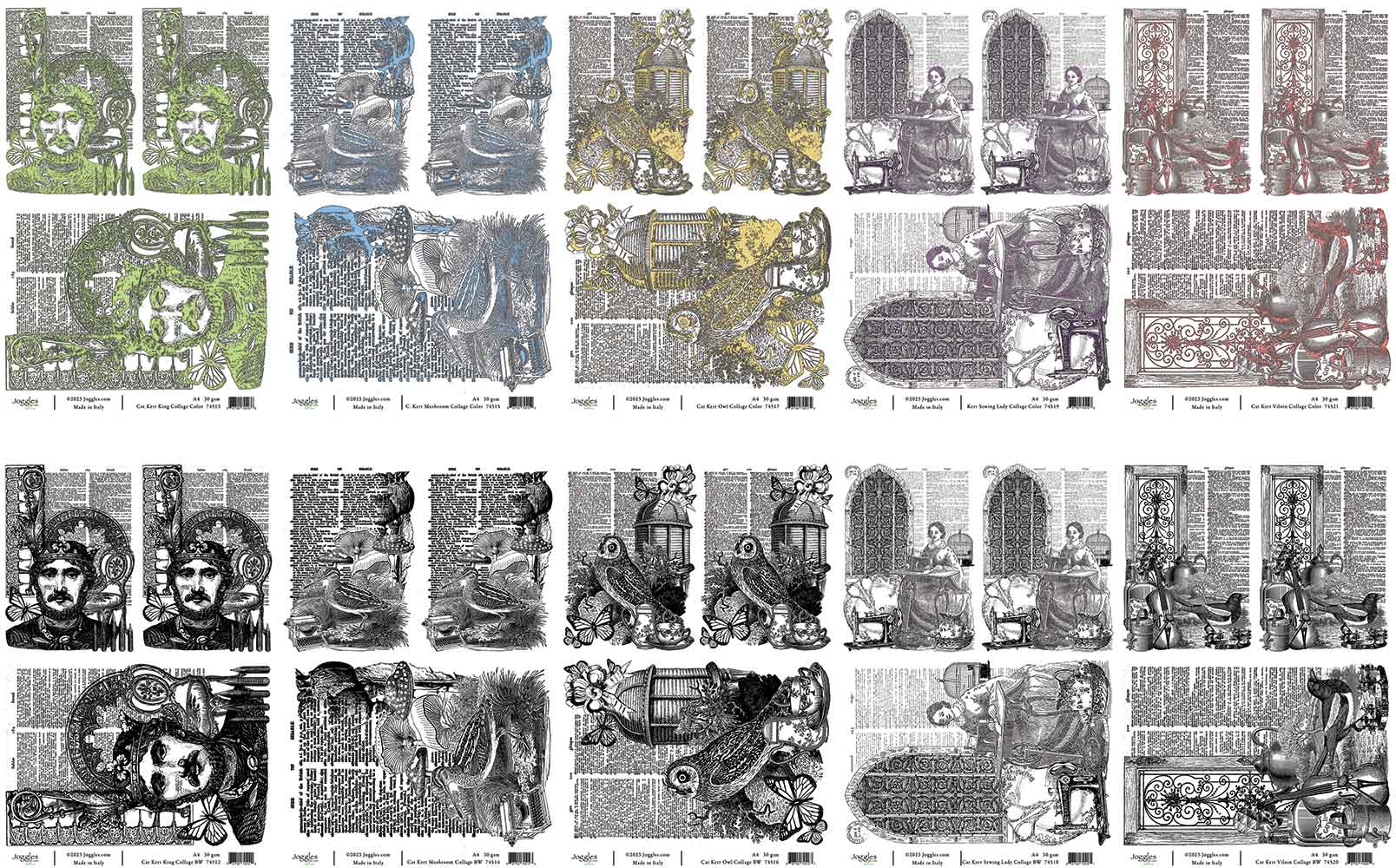 Joggles / Cat Kerr A4 Rice Paper - Black & White And Color Collage ...