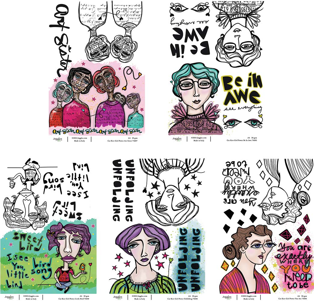Joggles / Cat Kerr A4 Rice Paper - Girl Power Collection Set Of 5 - March 2024 - Joggles.com