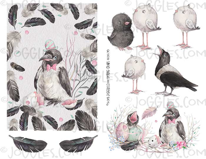 Joggles Collage Sheets - Spring Crows [JG401276] - Joggles.com