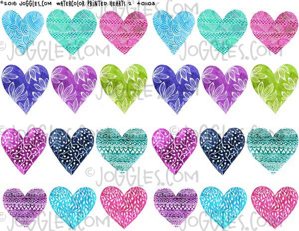 Joggles Collage Sheets - Watercolor Printed Hearts 2 [JG401103 ...