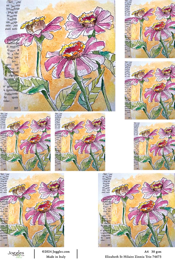 Joggles / Elizabeth St Hilaire A4 Rice Paper - Watercolor Florals #1 ...