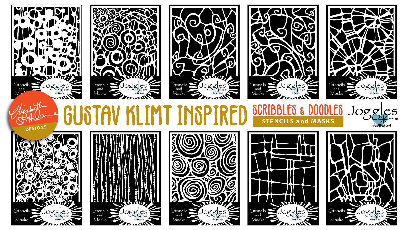 Joggles / Elizabeth St Hilaire Klimt Scribbles & Doodles Masks - Set Of ...