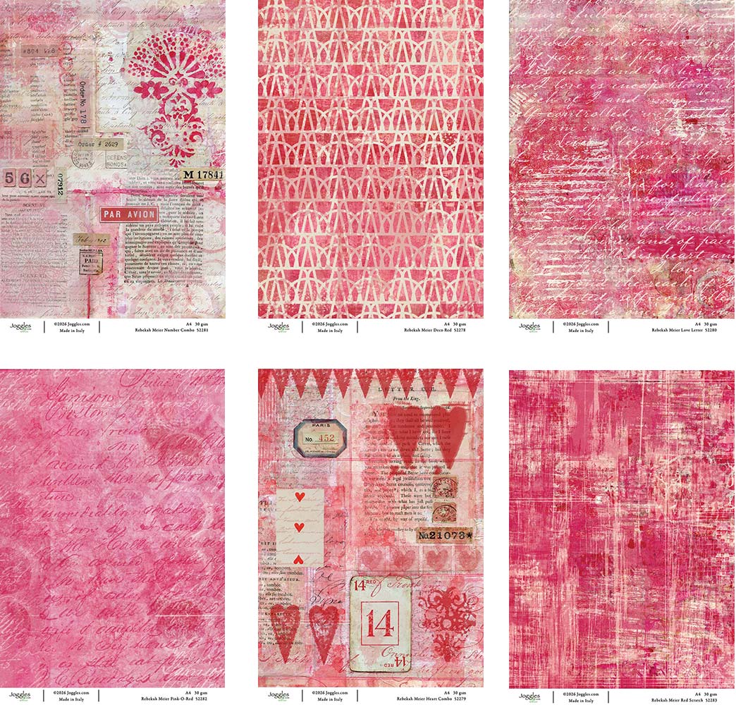 Joggles / Rebekah Meier A4 Rice Paper - Red & Pink Set Of 6, January ...
