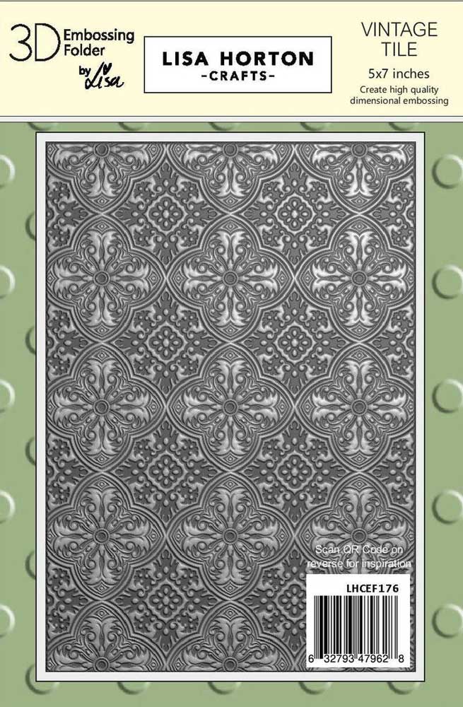 Lisa Horton 3D Embossing Folder - Vintage Tile [LHCEF176] - Joggles.com