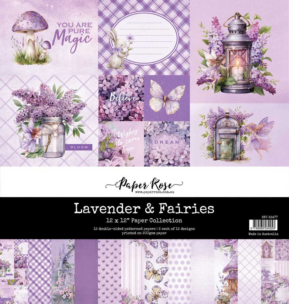 Paper Rose 12" x 12" Paper Pad - Lavender & Fairies [33477] - Joggles.com