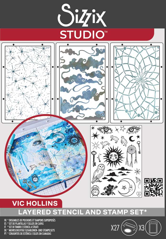 Sizzix Studio - Layered Stencil & Stamp Set - Dreamscape [666855 ...