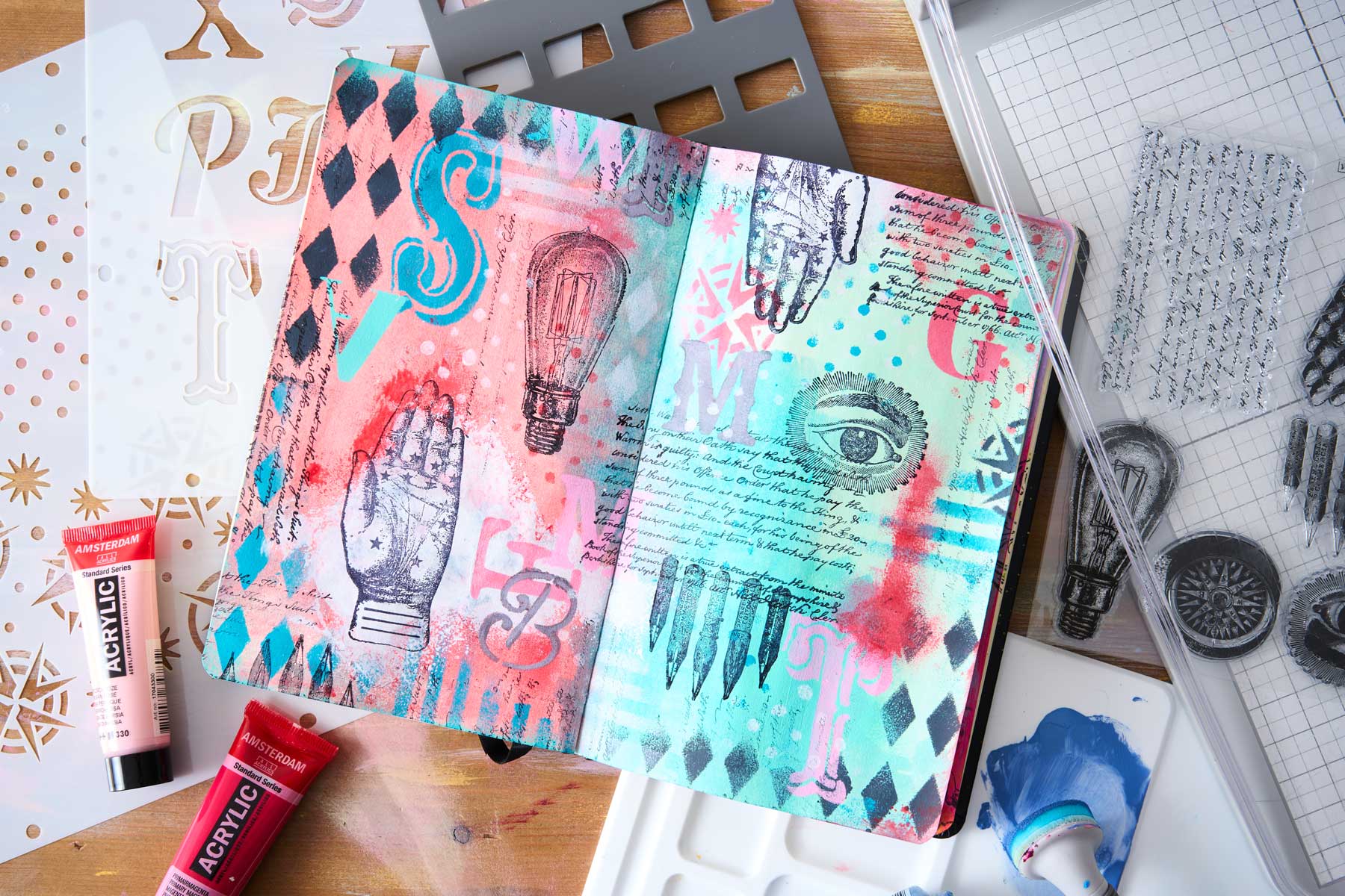 Sizzix Studio - Layered Stencil & Stamp Set - Mark Montano, My Favorite ...