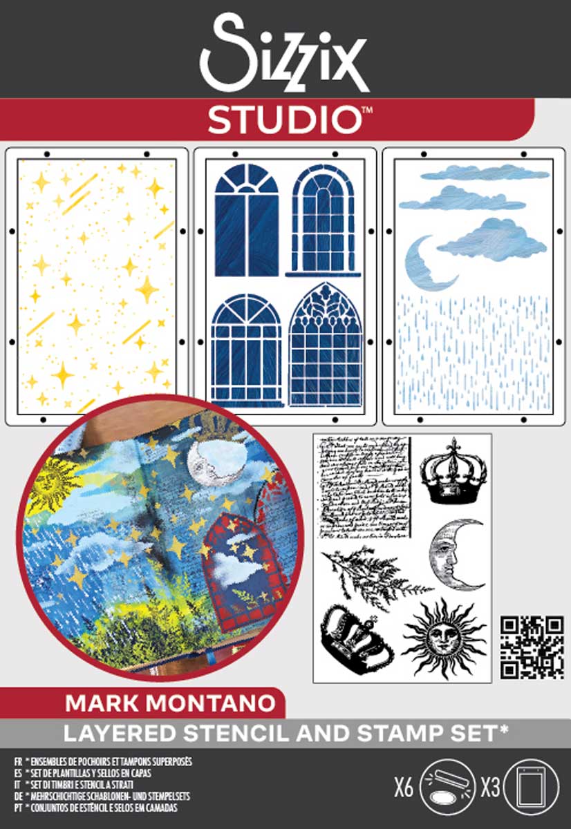 Sizzix Studio - Layered Stencil & Stamp Set - Mark Montano, Weather ...