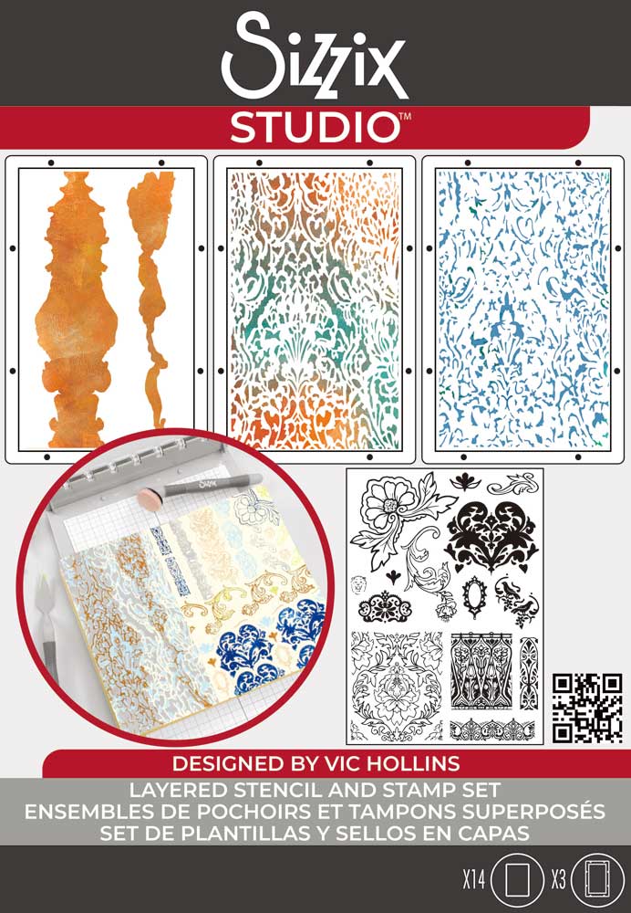 Sizzix Studio - Layered Stencil & Stamp Set - Ornate [666763] - Joggles.com