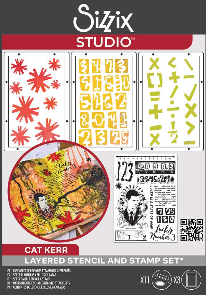Sizzix Studio - Layered Stencil & Stamp Set - Strength In Numbers ...