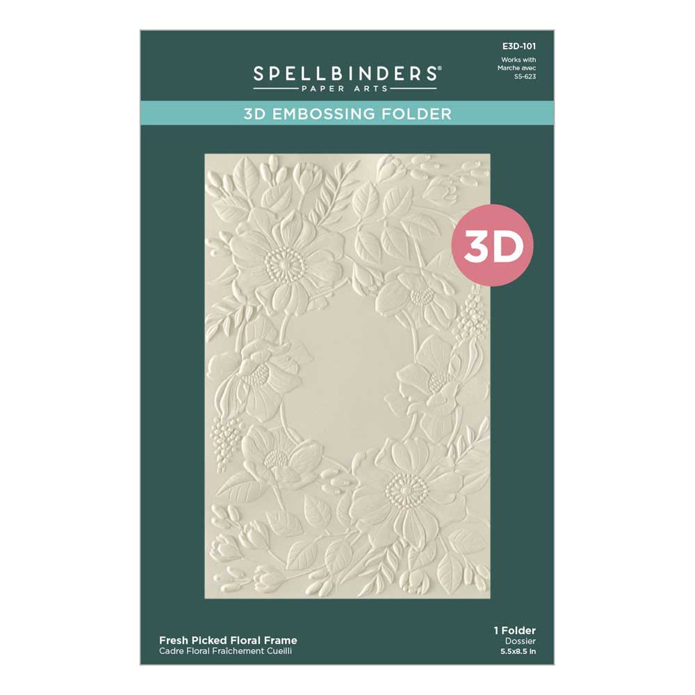 Spellbinders 3D Embossing Folder - Fresh Picked Floral Frame [E3D-101 ...