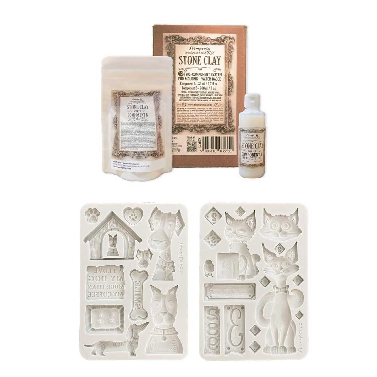 Stamperia Furry Friends Collection - Silicone Moulds & Stone Clay Kit ...