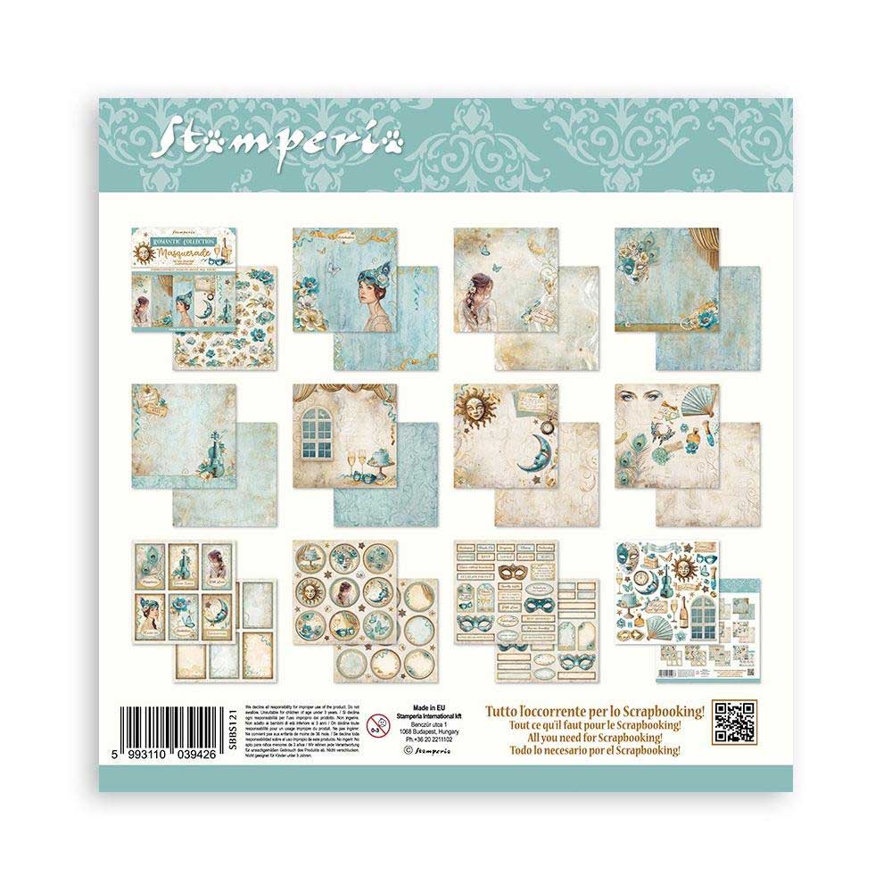 Stamperia Masquerade Collection - 8" x 8" Paper Pad [SBBS121] - Joggles.com