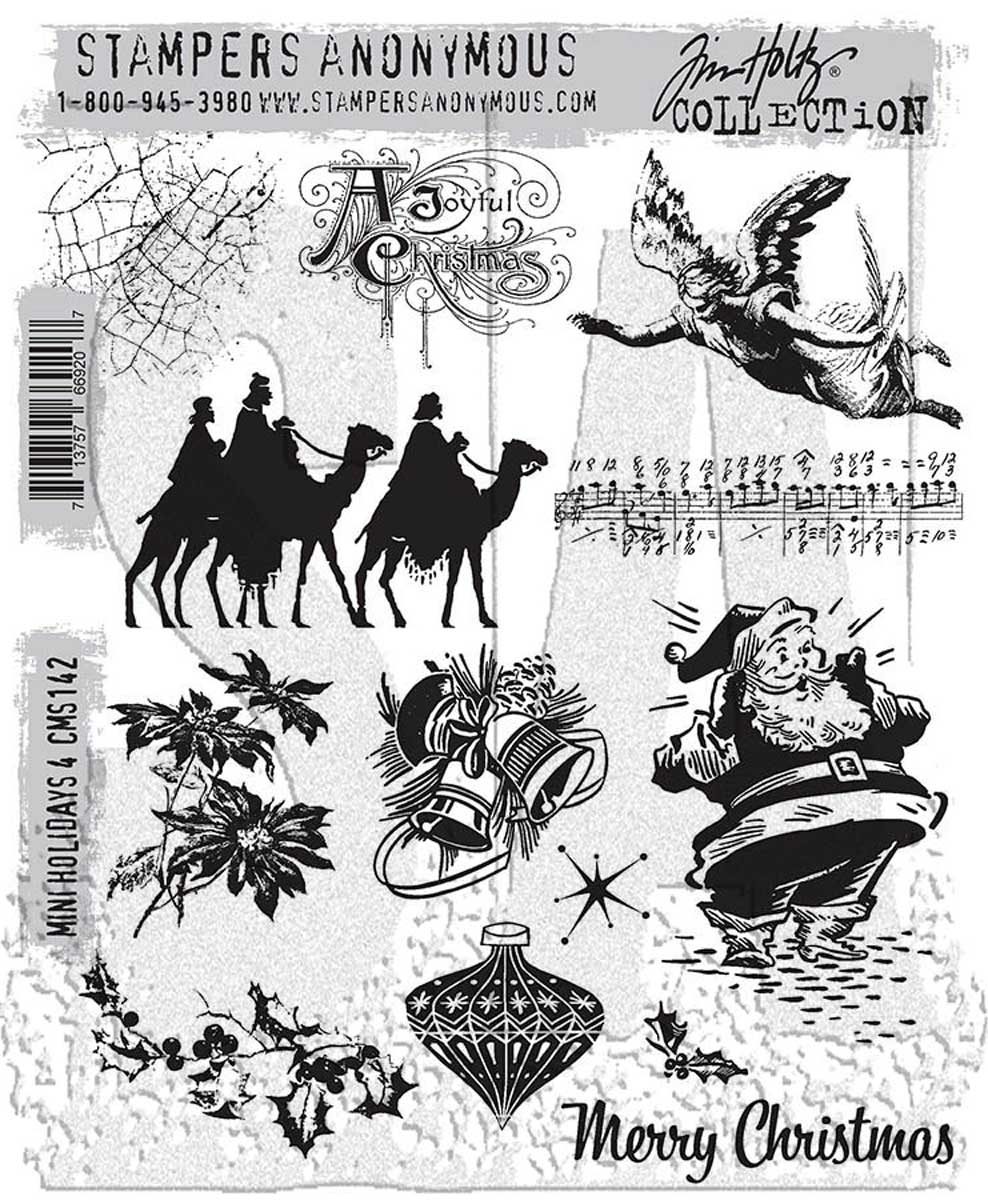 Stampers Anonymous / Tim Holtz Curations Unmounted Rubber Stamps - Mini Holidays 4 [CMS142 ...
