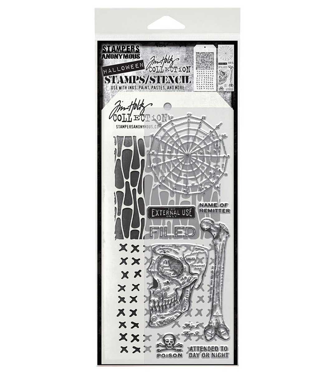 Stampers Anonymous / Tim Holtz Halloween Stamps & Stencil Set - Anatomy ...