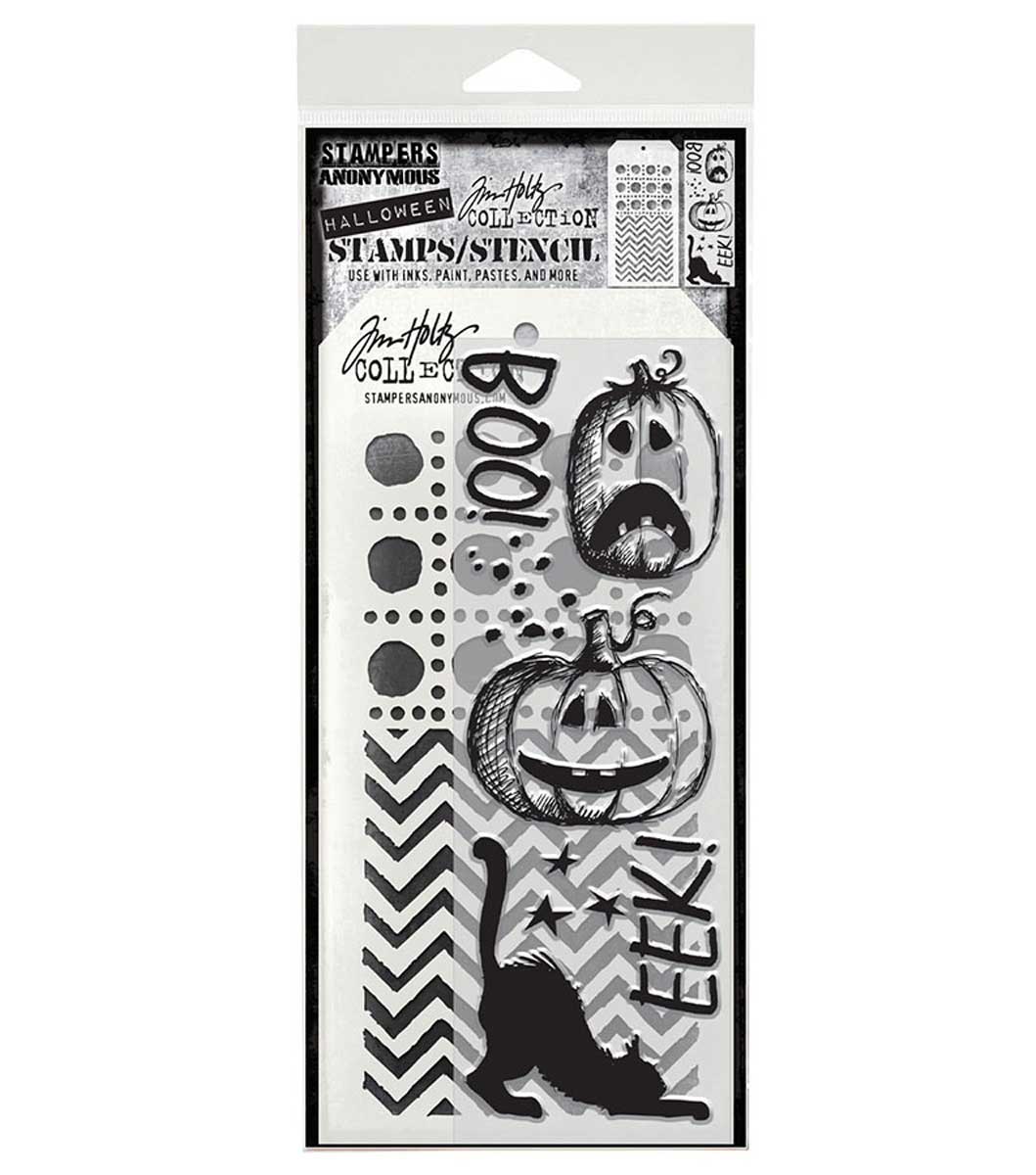 Stampers Anonymous / Tim Holtz Halloween Stamps & Stencil Set - Eek-A ...