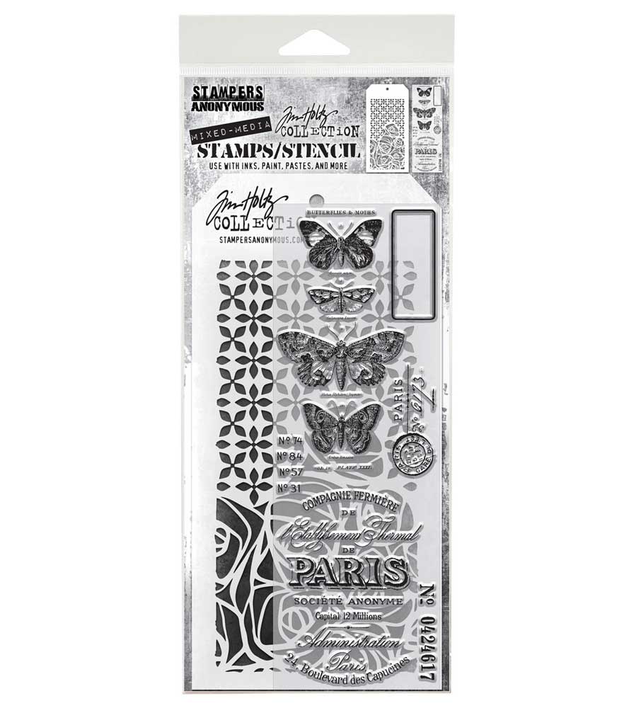 Stampers Anonymous / Tim Holtz Mixed Media Stamps & Stencil Set ...