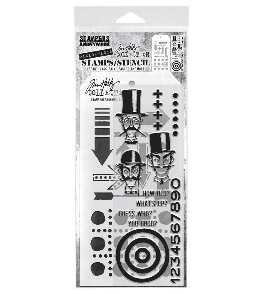 Stampers Anonymous / Tim Holtz Mixed Media Stamps & Stencil Set ...