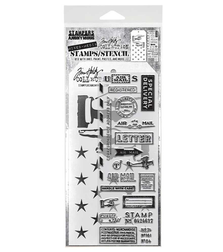 Stampers Anonymous / Tim Holtz Mixed Media Stamps & Stencil Set ...