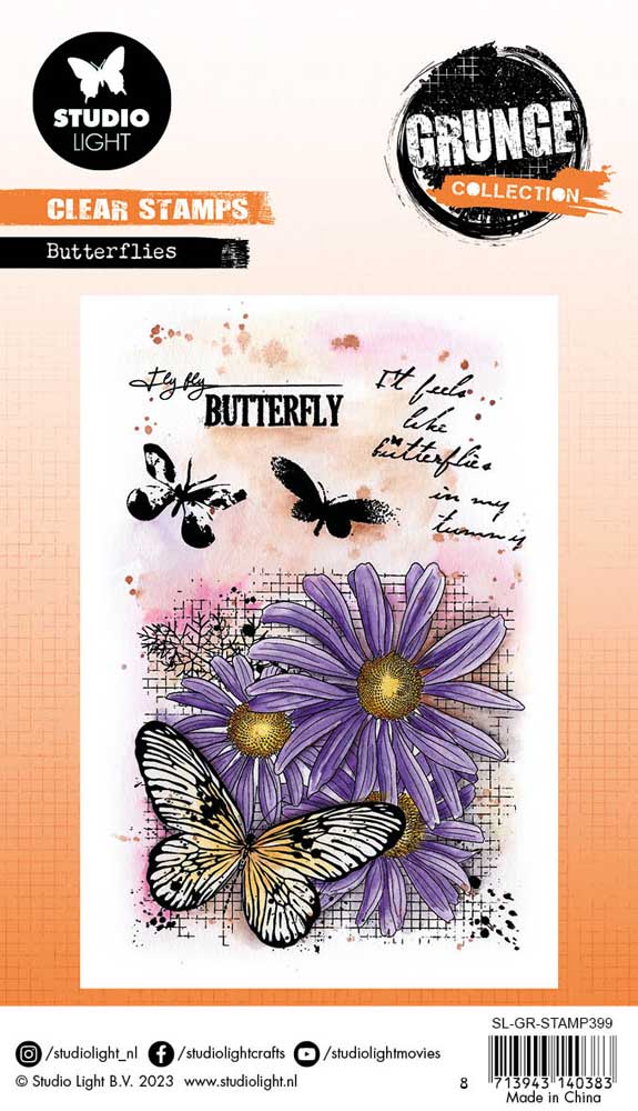 Studio Light Grunge Collection Clear Stamp Set - Butterflies [SL-GR ...