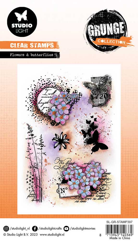 Studio Light Grunge Collection Clear Stamp Set - Flowers & Butterflies ...