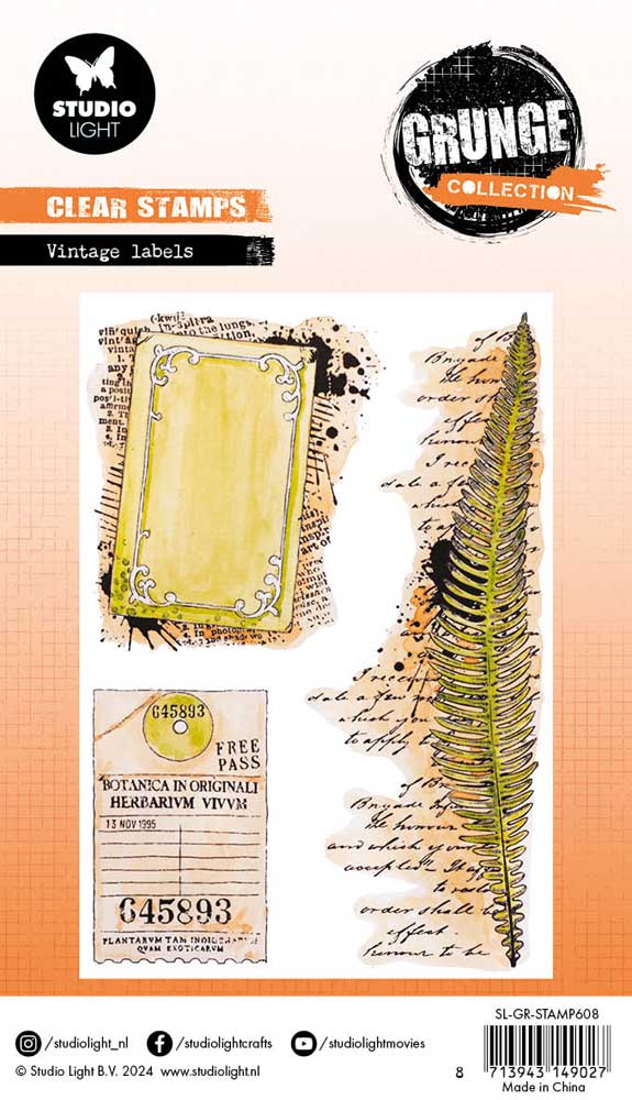 Studio Light Grunge Collection Clear Stamp Set - Vintage Labels [SL-GR ...