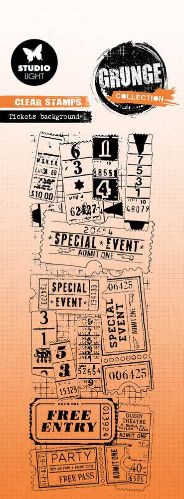 Studio Light Grunge Collection Clear Stamp - Tickets Background [SL-GR ...