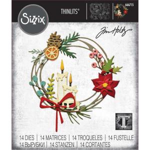 Tim Holtz Sizzix Vault Thinlits Dies - Festive Wreath [666715] - Joggles.com