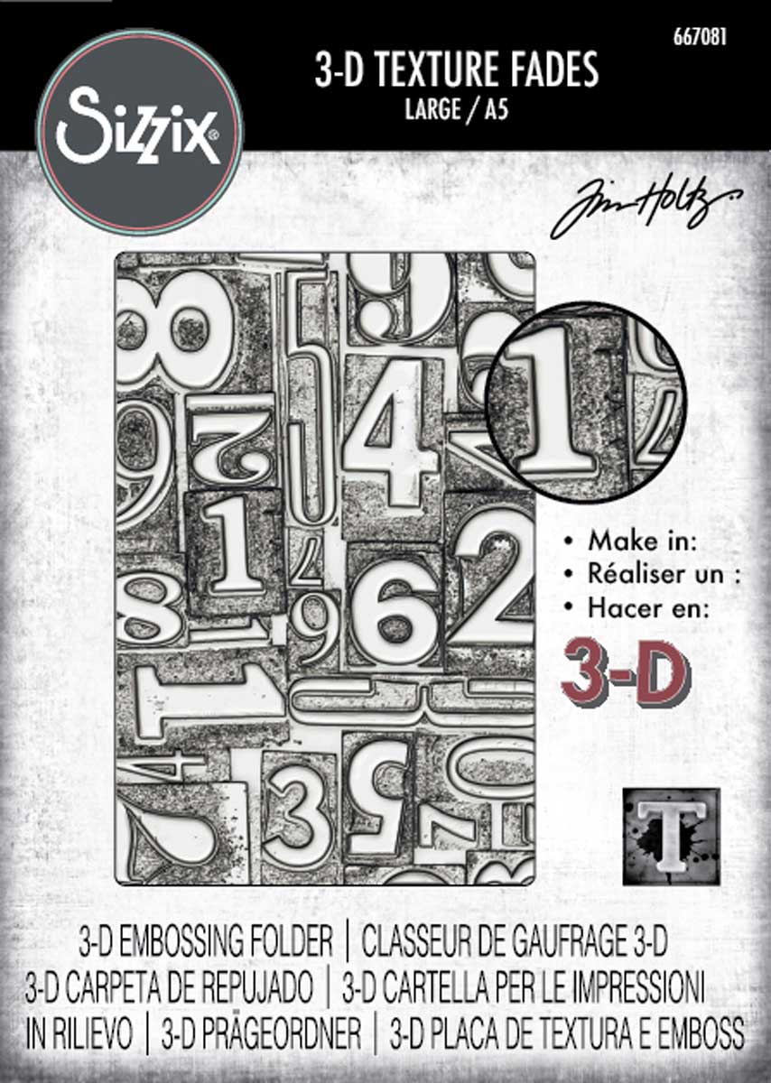 Tim Holtz Sizzix 3D Texture Fades - Numbered, Large [667081] - Joggles.com