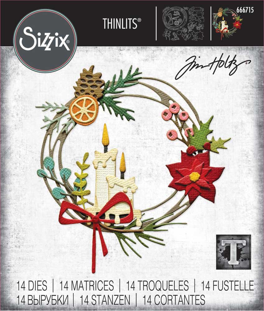 Tim Holtz Sizzix Vault Thinlits Dies - Festive Wreath [666715] - Joggles.com